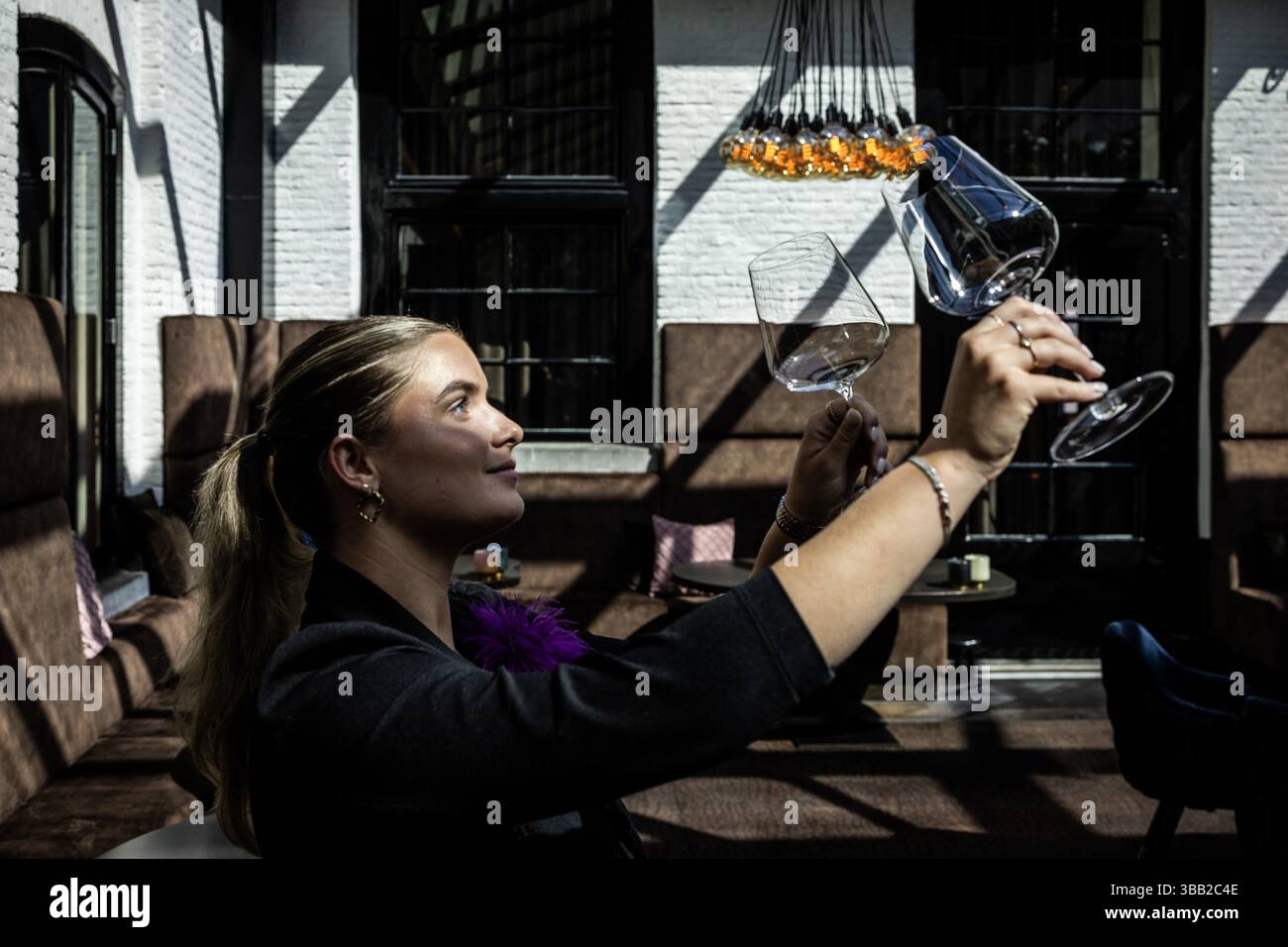 ZWOLLE - Glasses are checked at restaurant de Librije. The restaurant ...