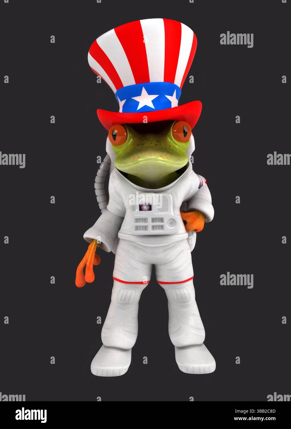 Fun 3D cartoon frog with an uncle sam hat Stock Photo - Alamy