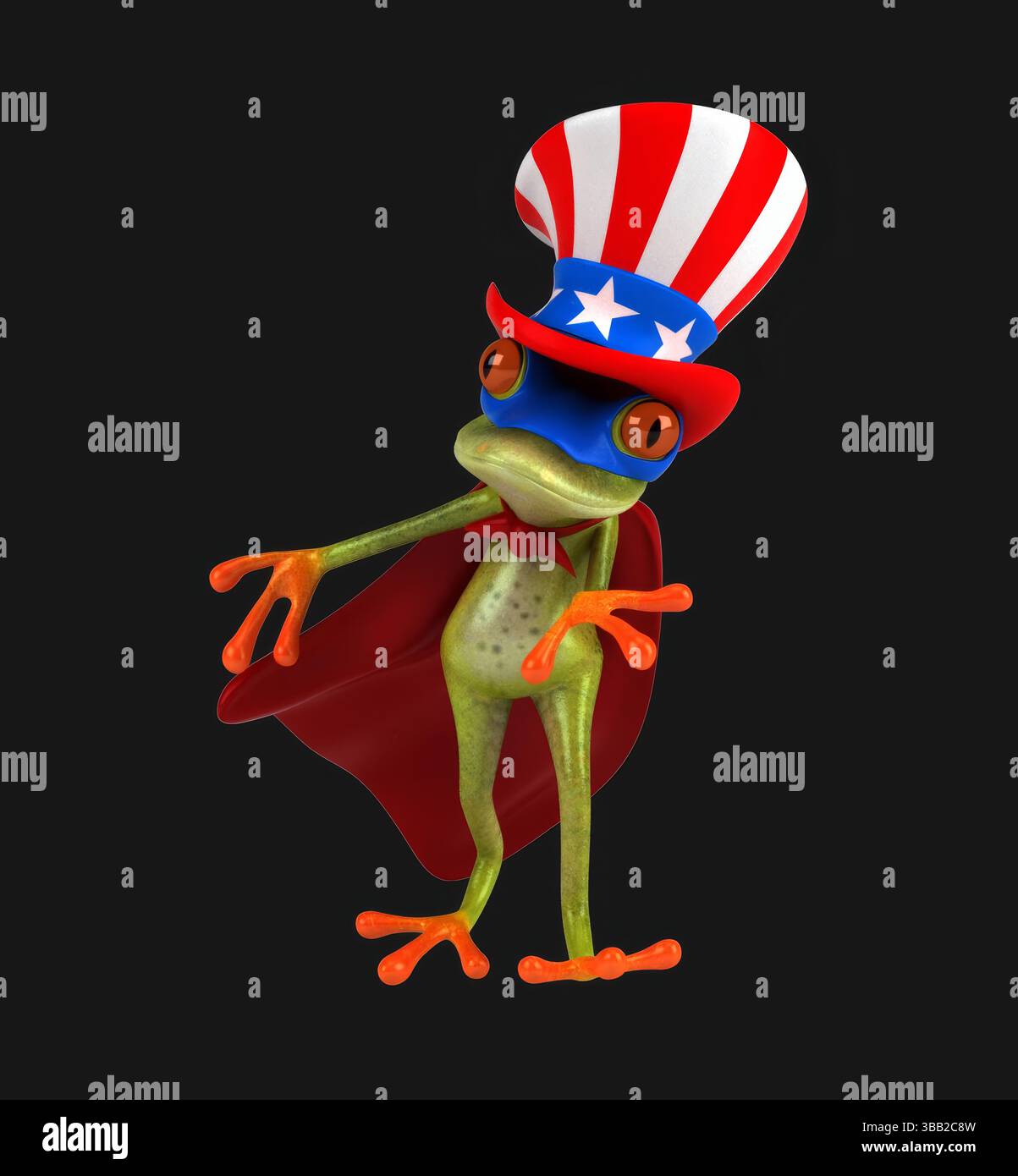 Fun 3D cartoon frog with an uncle sam hat Stock Photo - Alamy