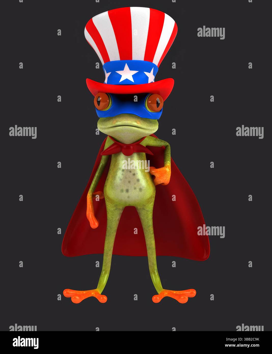 Fun 3D cartoon frog with an uncle sam hat Stock Photo - Alamy