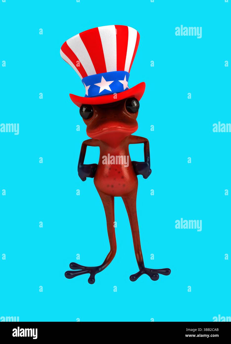 Fun 3D cartoon frog with an uncle sam hat Stock Photo - Alamy