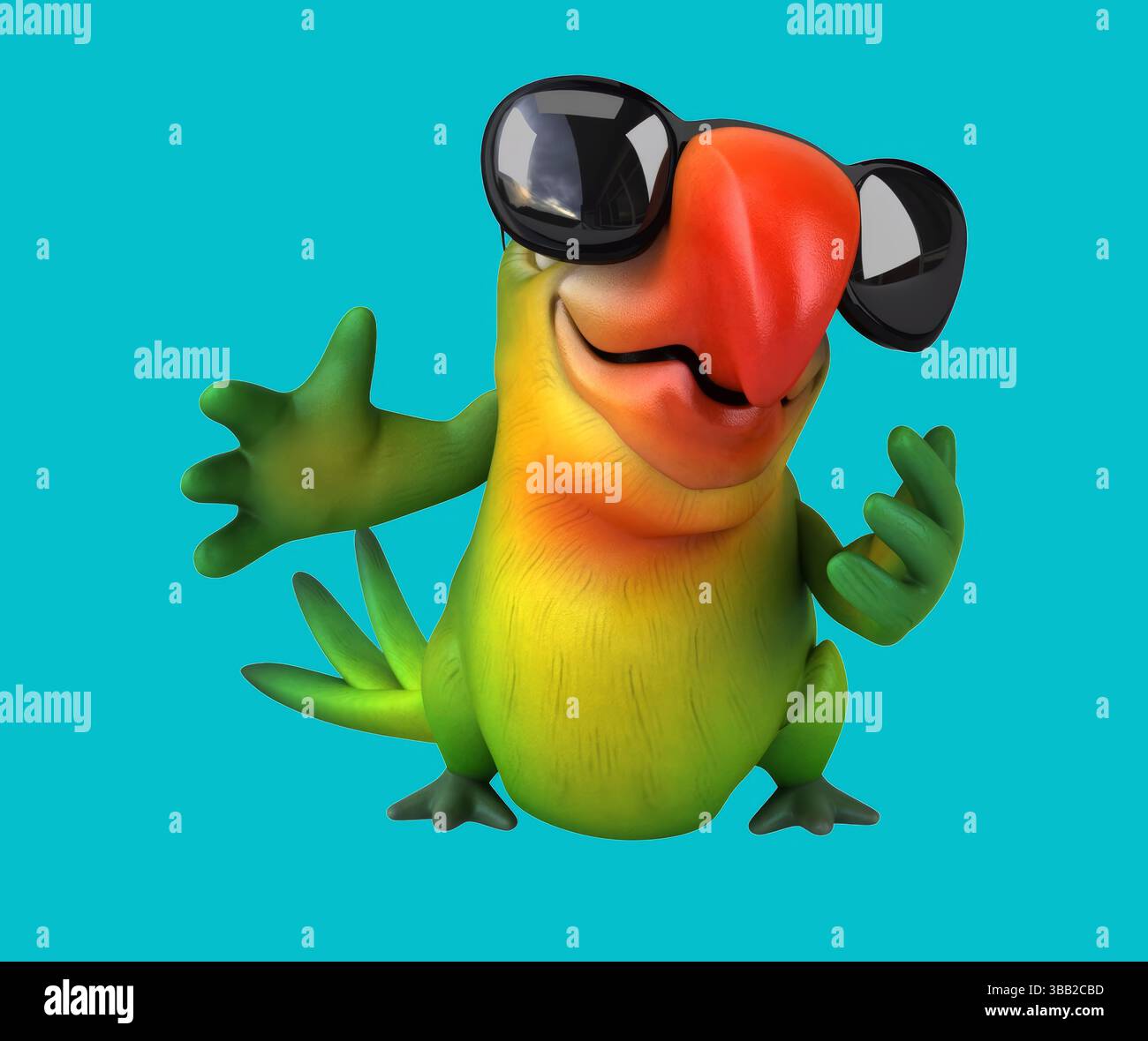 Fun 3d cartoon parrot waving Stock Photo - Alamy