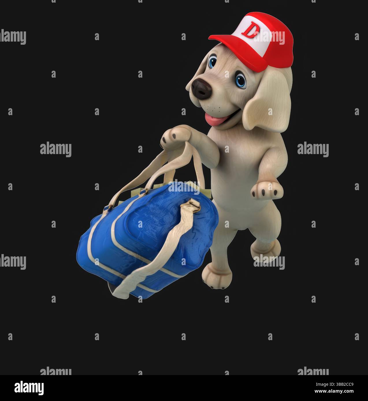 Fun 3D cartoon dog with a bag of money Stock Photo - Alamy