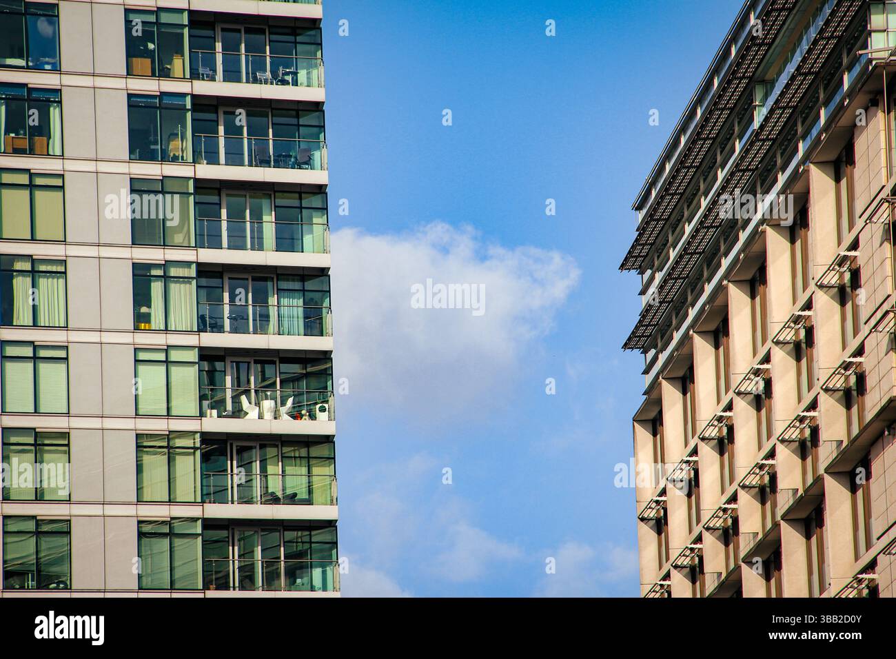 Towering blend of new glass buildings and classic stone architecture in ...