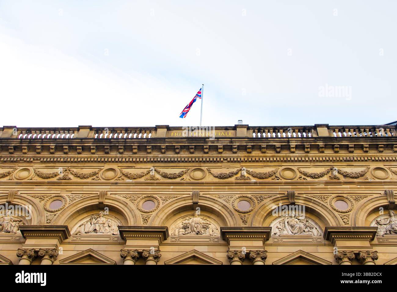Aerial closeup shot of the upper facade of the historical landmark Free ...