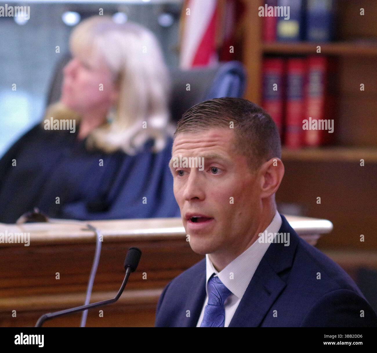 Detective Sgt. Zachery Clark of the Mass. State Police testifies during ...