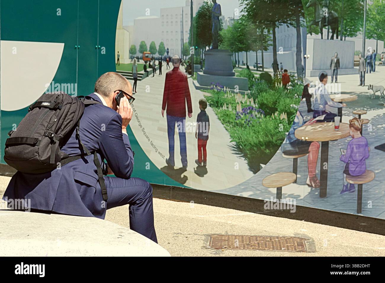 Glasgow, Scotland, UK. 14th May, 2025. Prince albert statue hoisted ...