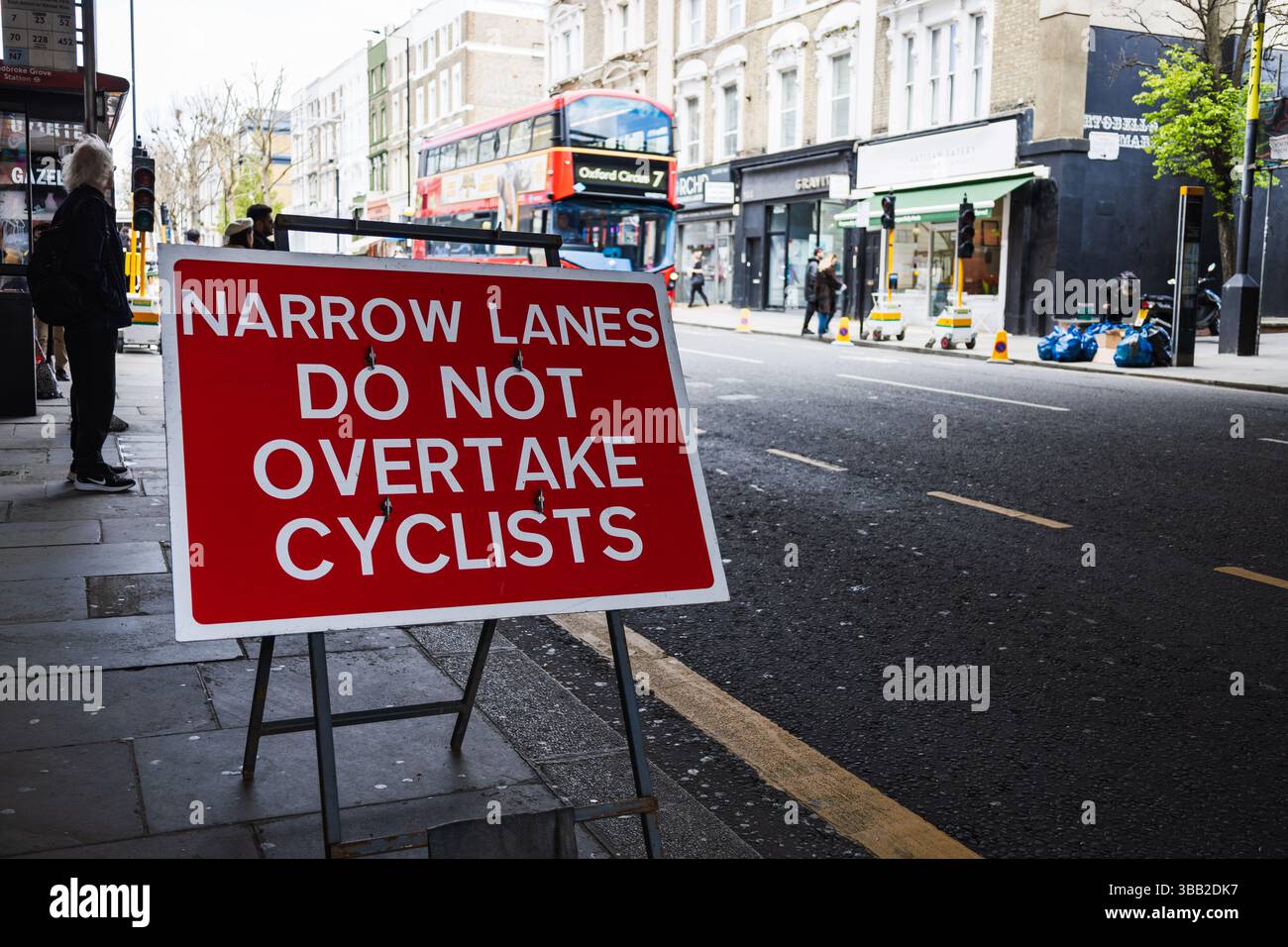Road Safety Sign Warning Drivers Not to Overtake Cyclists. London, UK ...