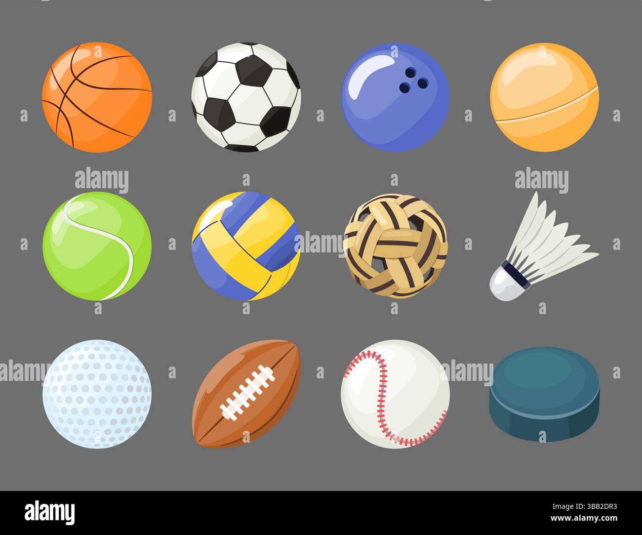 Sports balls and equipments cartoon illustration . Isolated . Vector ...