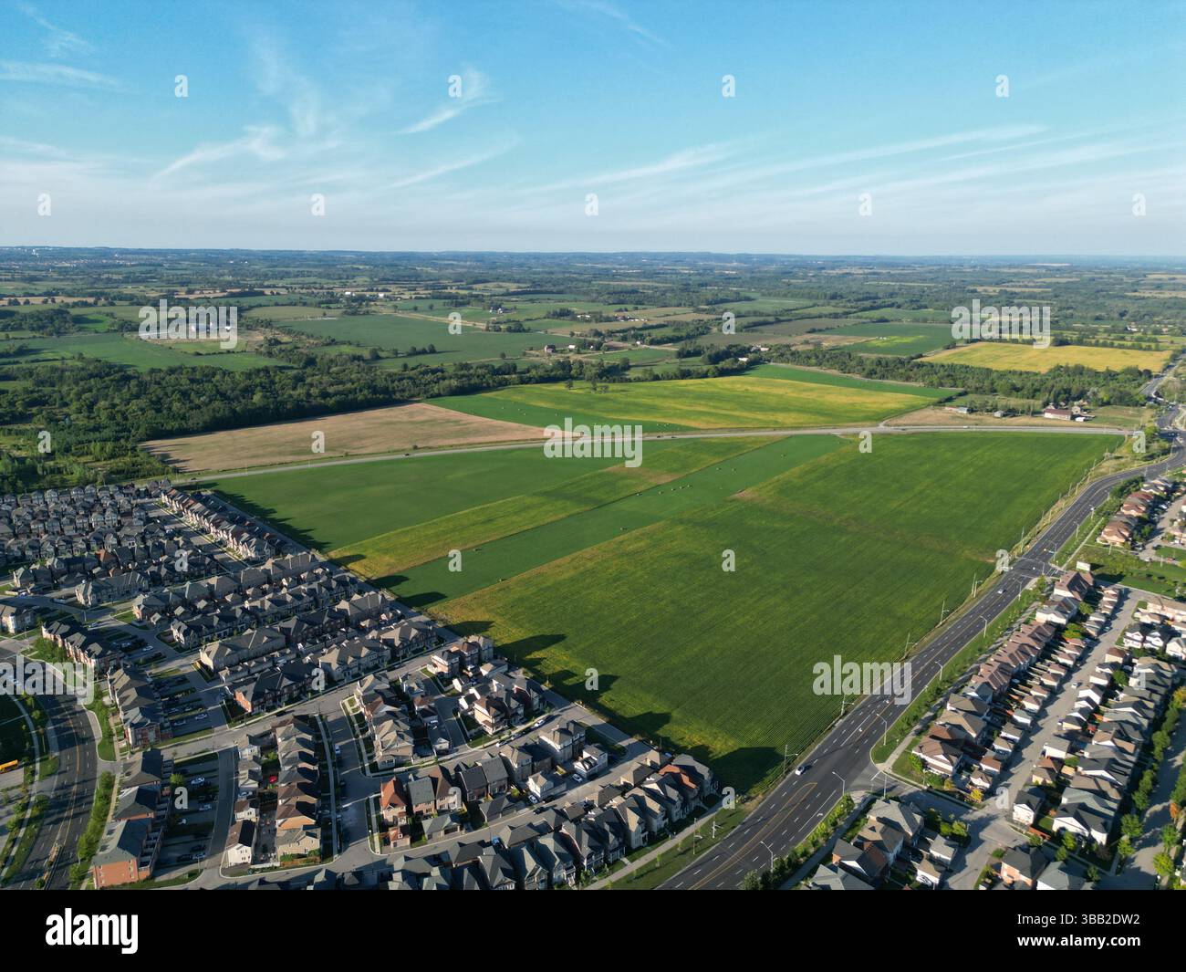 Aerial Views of Markham Residential Neighborhoods and Open Lands Stock ...