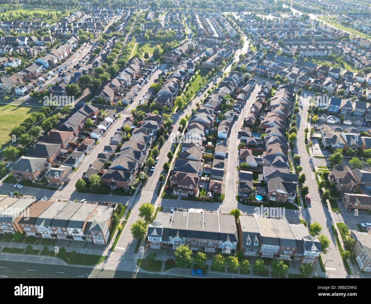 Aerial Views of Markham Residential Neighborhoods and Open Lands Stock ...