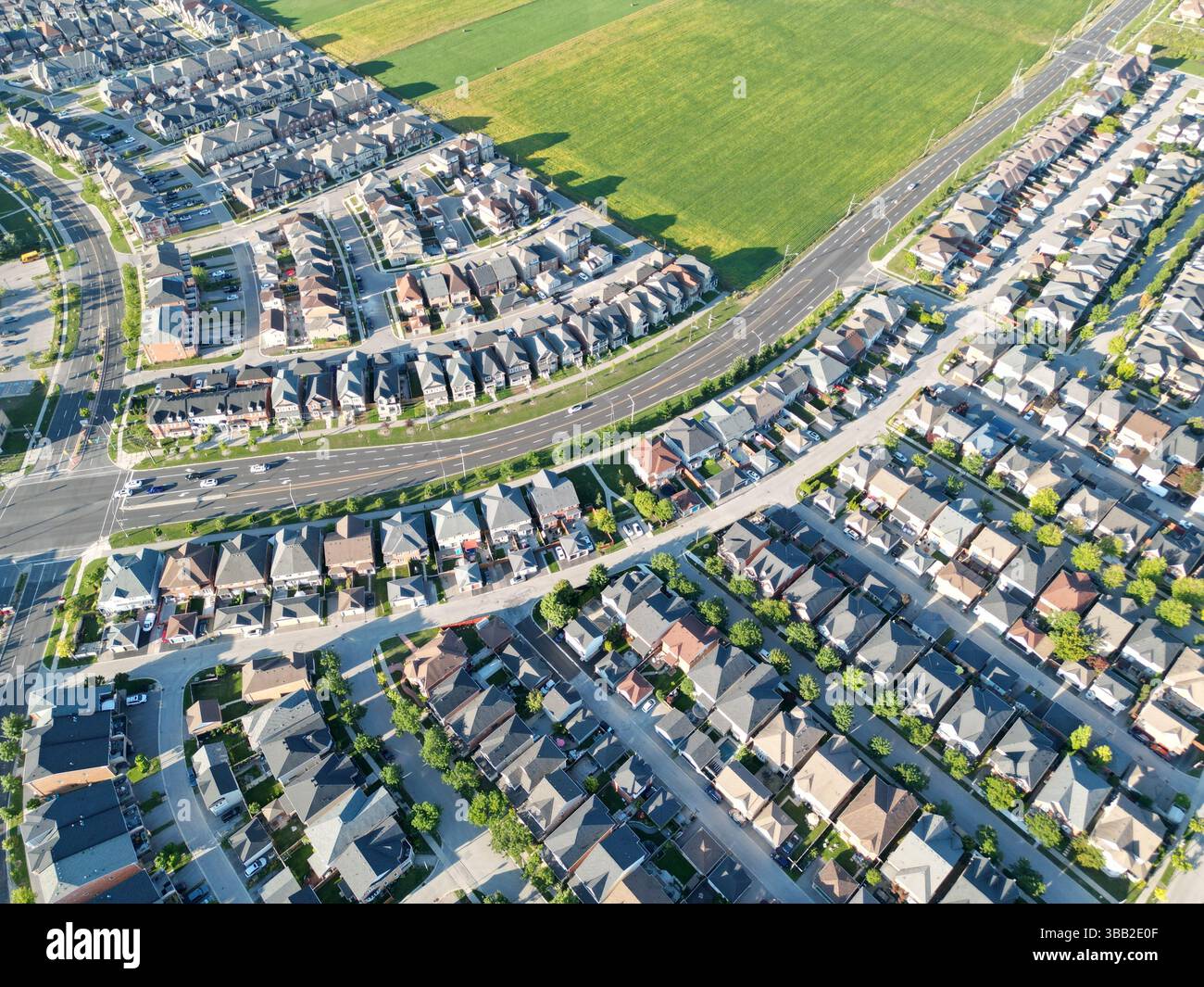 Aerial Views of Markham Residential Neighborhoods and Open Lands Stock ...