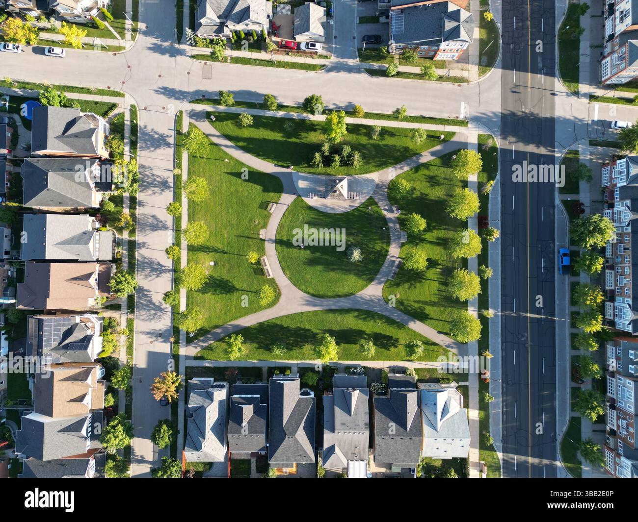 Aerial Views of Markham Residential Neighborhoods and Open Lands Stock ...