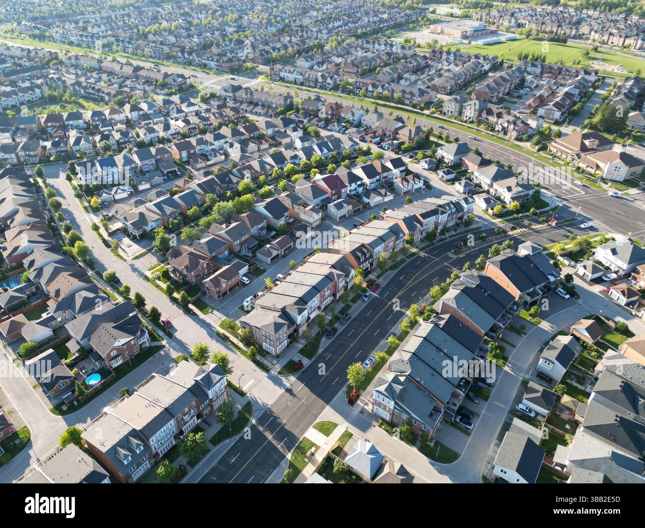 Aerial Views of Markham Residential Neighborhoods and Open Lands Stock ...