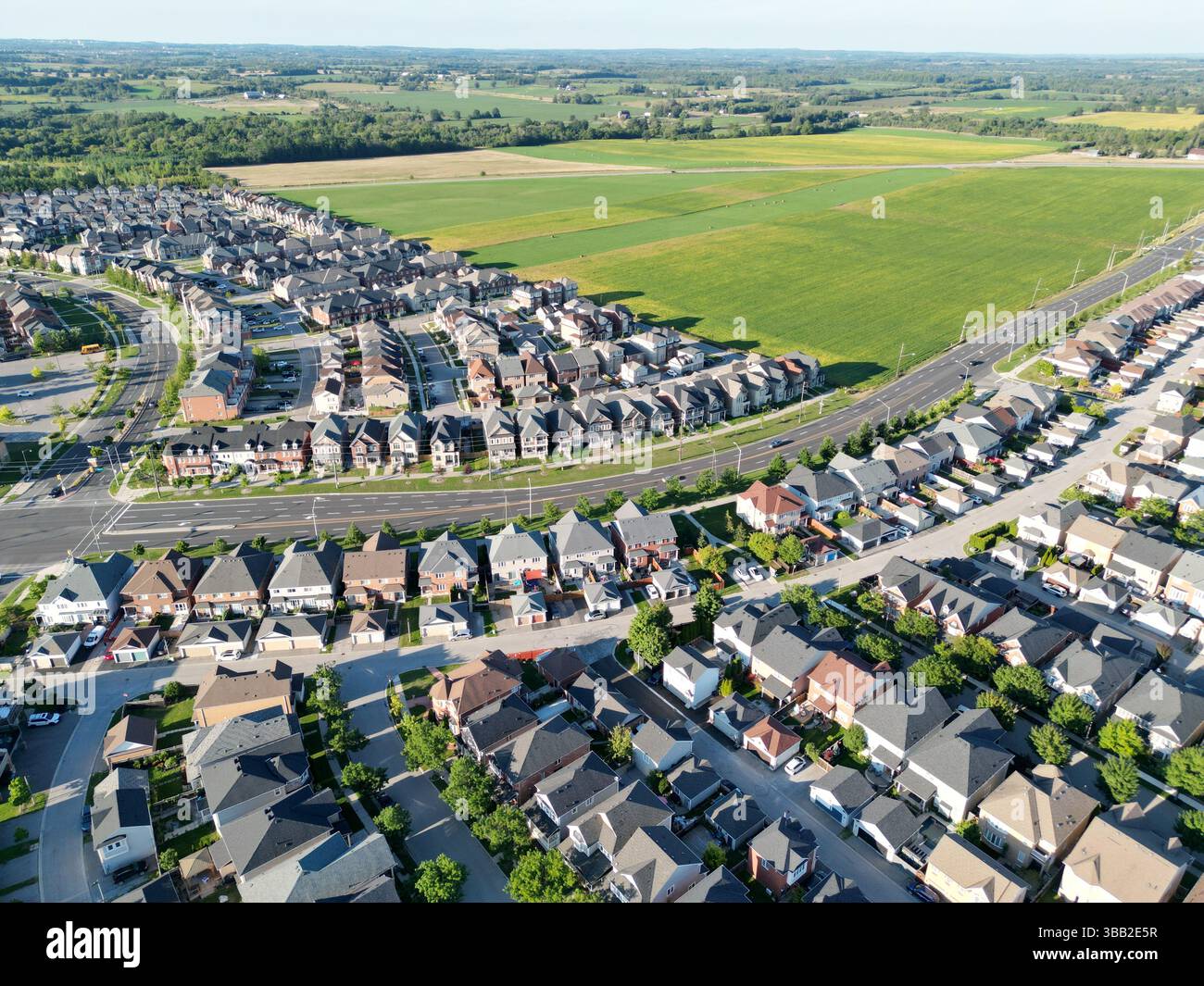 Aerial Views of Markham Residential Neighborhoods and Open Lands Stock ...