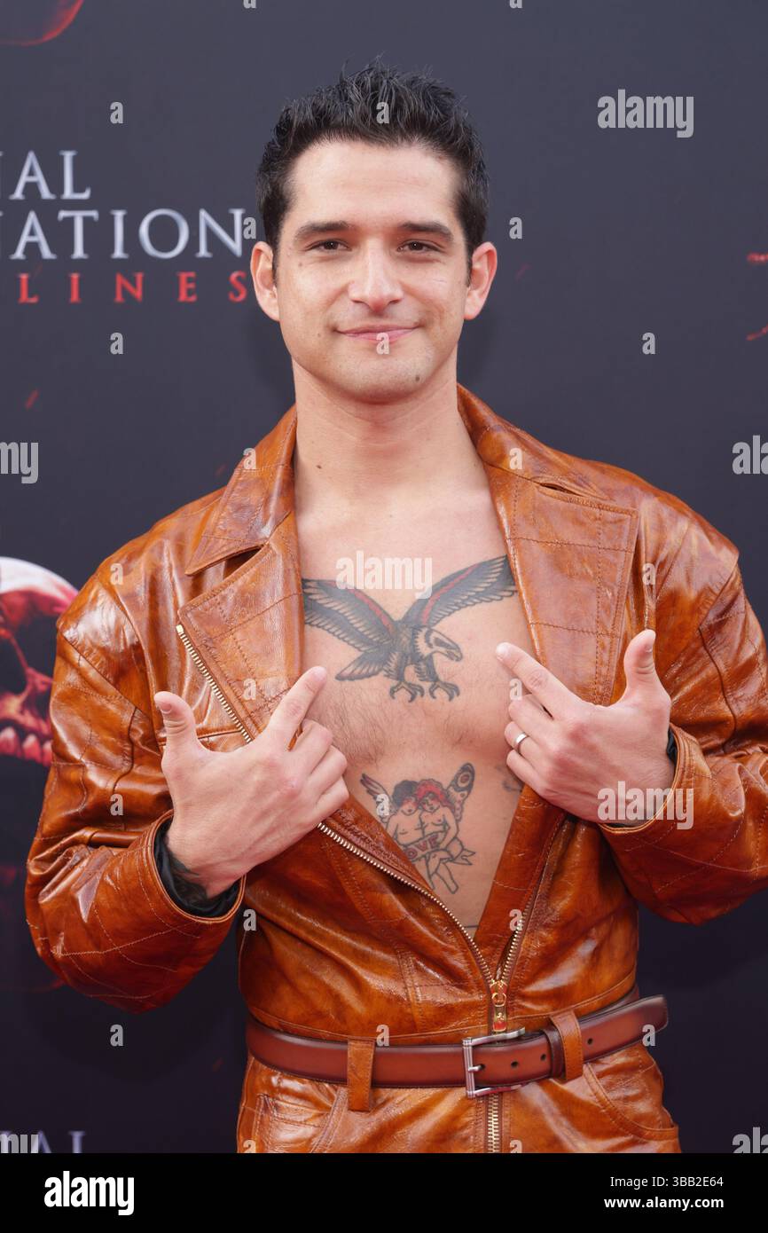 Tyler Posey attends the world premiere of Warner Bros' "Final Destination Bloodlines" at TCL ...