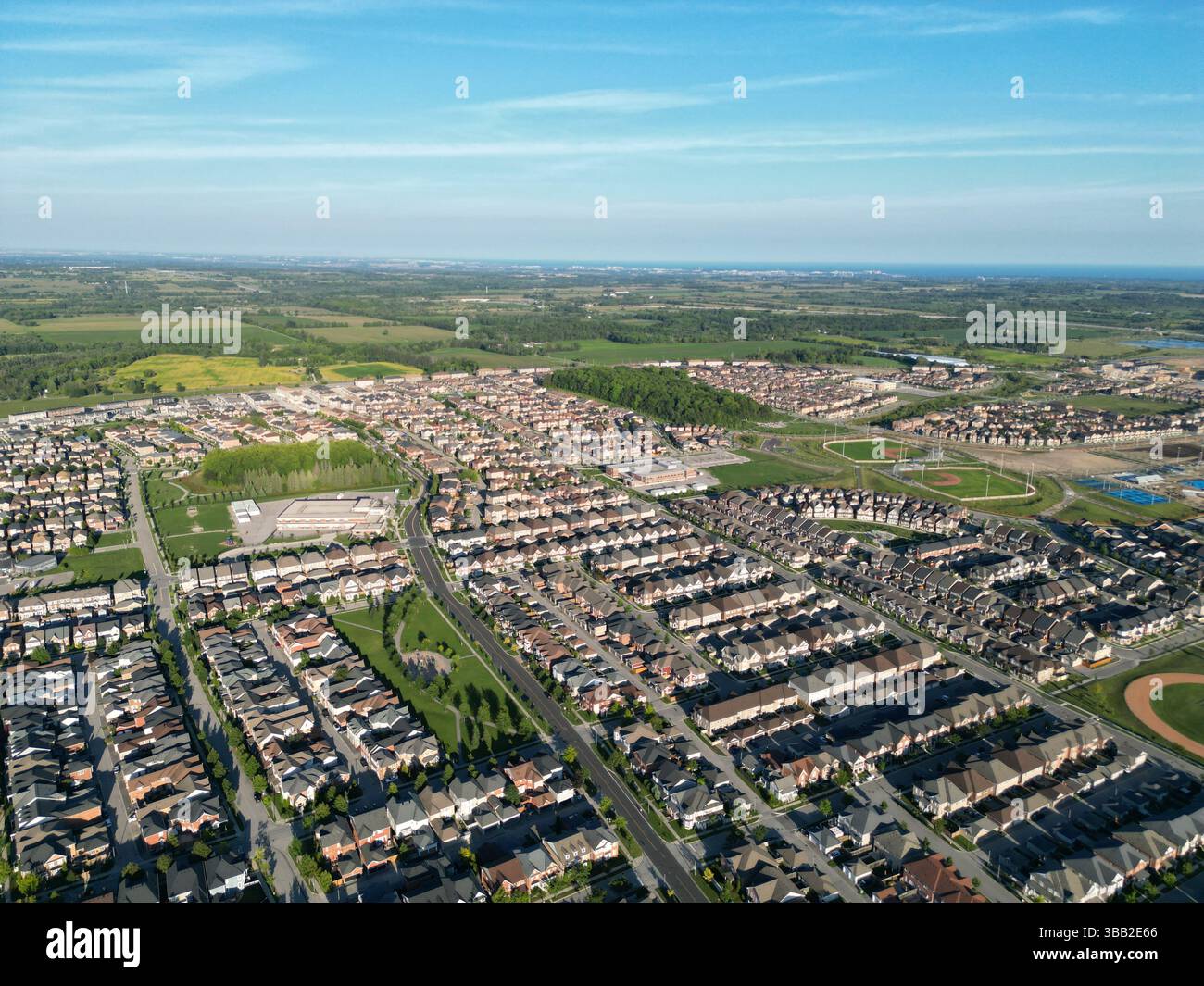 Aerial Views of Markham Residential Neighborhoods and Open Lands Stock ...