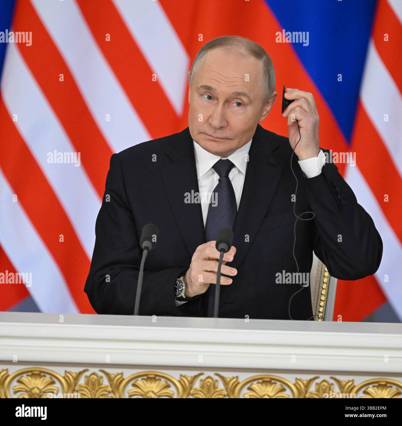 Russian President Vladimir Putin during a press conference following ...