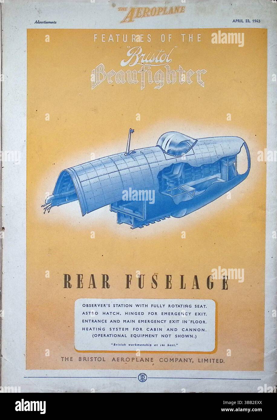 Original 1943 advertisement highlighting the rear fuselage of the ...