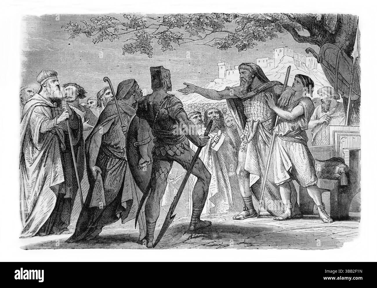 Illustration of Joshua's Charge to the Elders of Israel from Antique ...