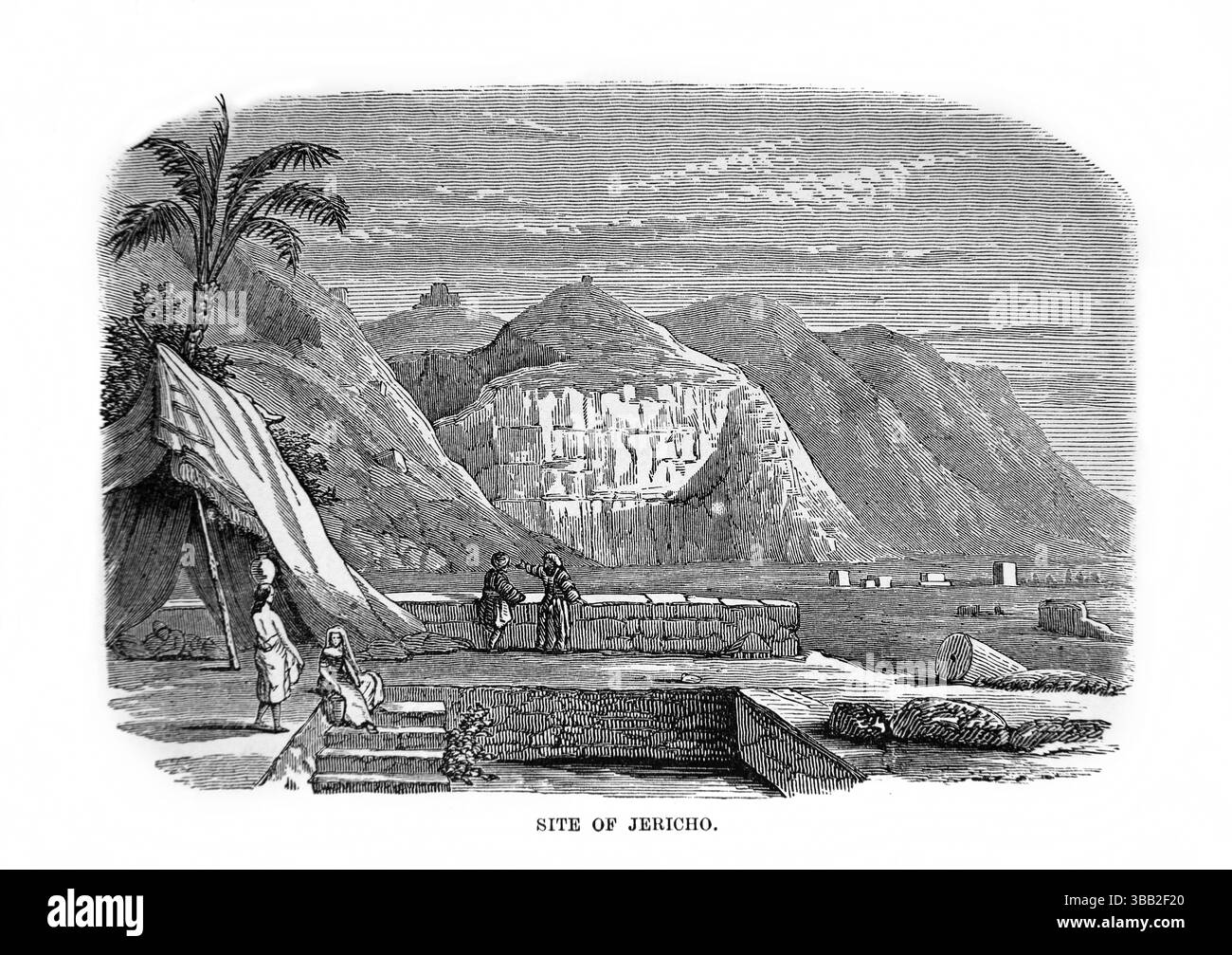 Illustration of the Site of Jericho from Antique 19th Century The Holy ...
