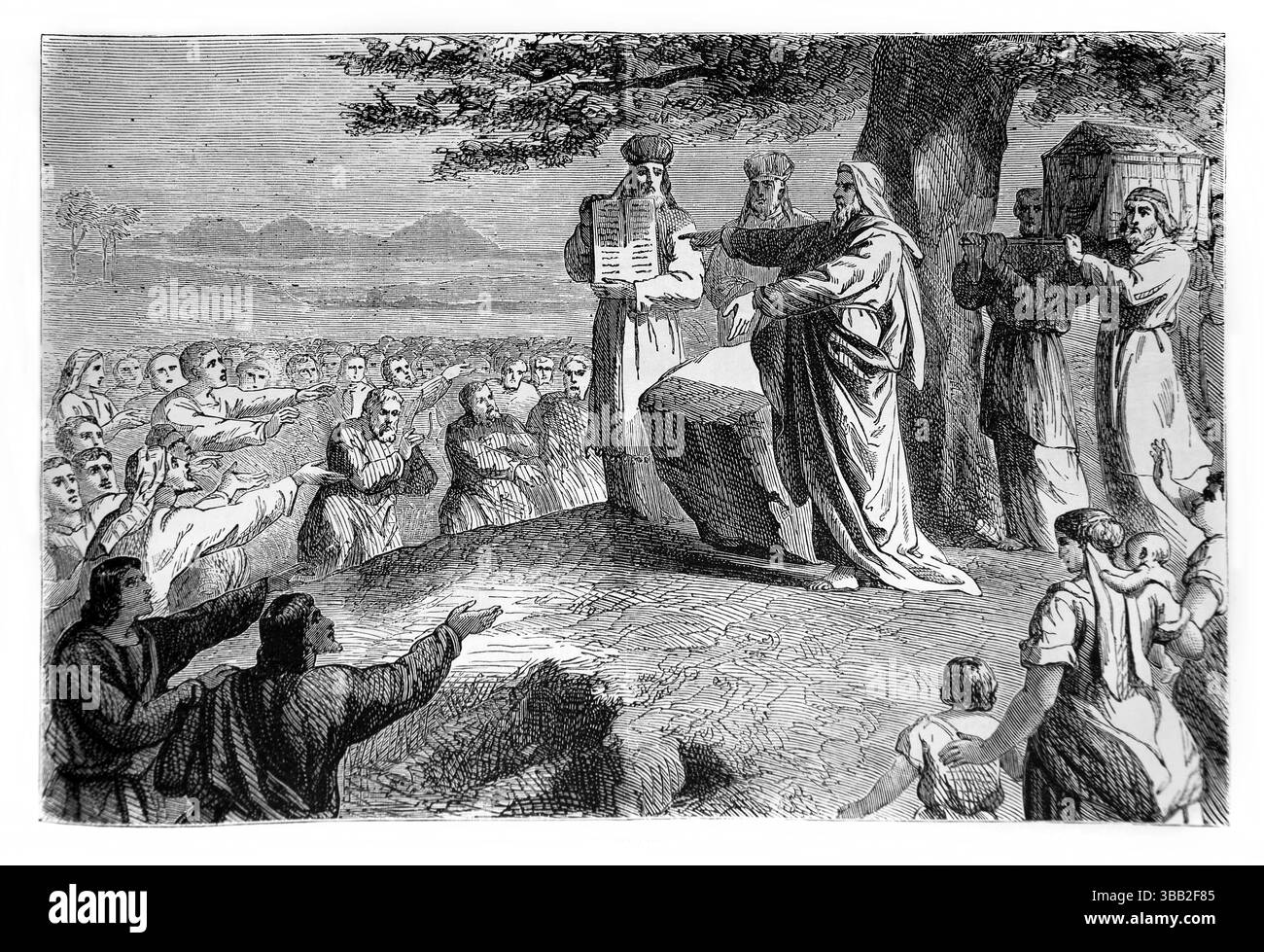 Illustration of Joshua making a Covenant with the people from Antique ...
