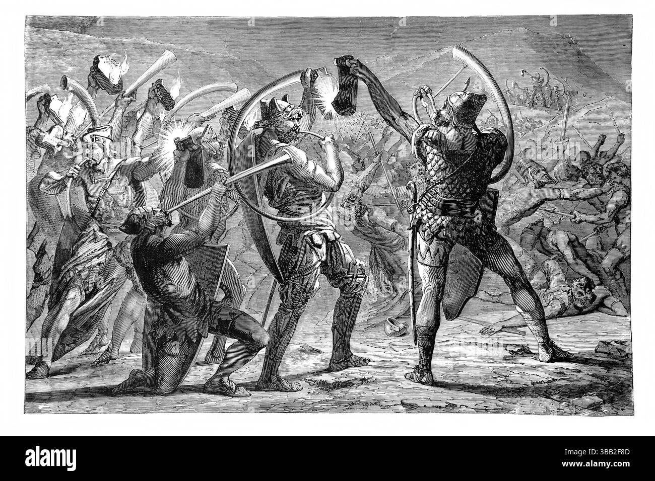 Illustration of Gideon and followers by the stratgem of lamps and ...