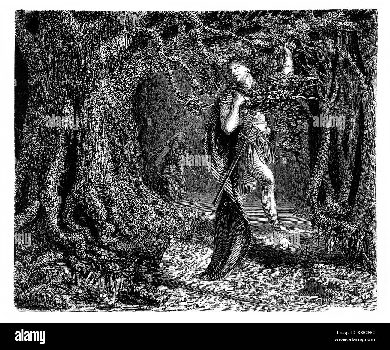 Illustration of Absalom (King David's Son) Entangled in the Oak with ...