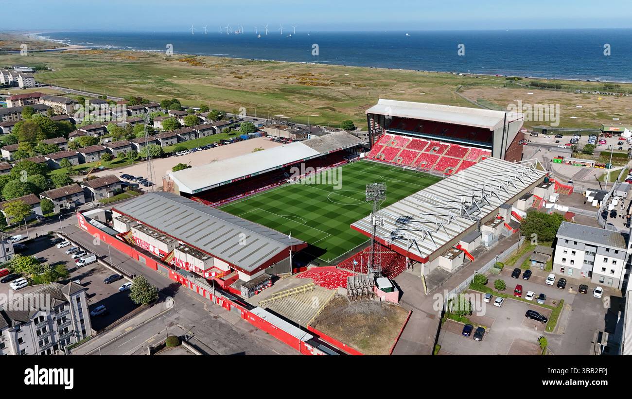 An aerial view of Pittodrie Stadium in Aberdeen. Picture date ...