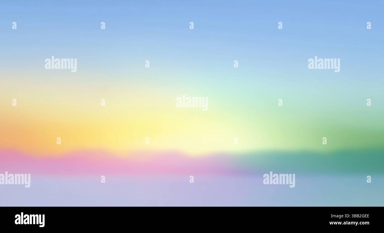 Blurred landscape image featuring a pastel color gradient. Colors ...