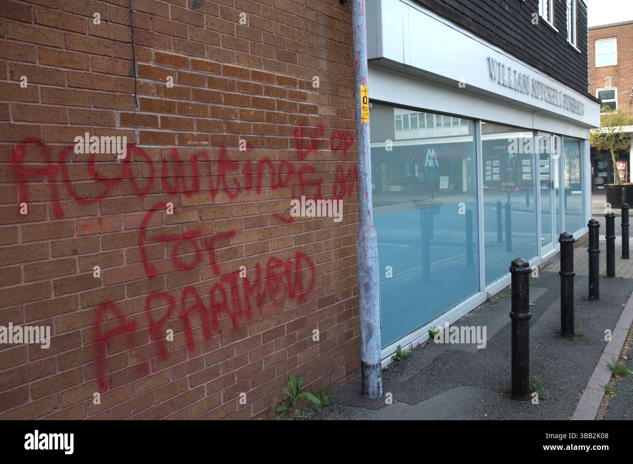 May 14, 2025, Birmingham, England, UK: The exterior walls are painted ...