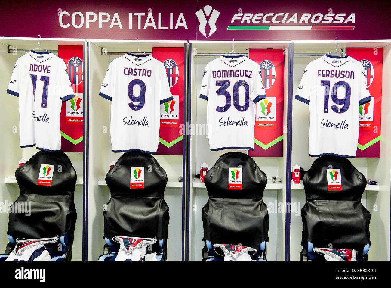 Roma, Italia. 14th May, 2025. Bologna's locker room during the Italian ...