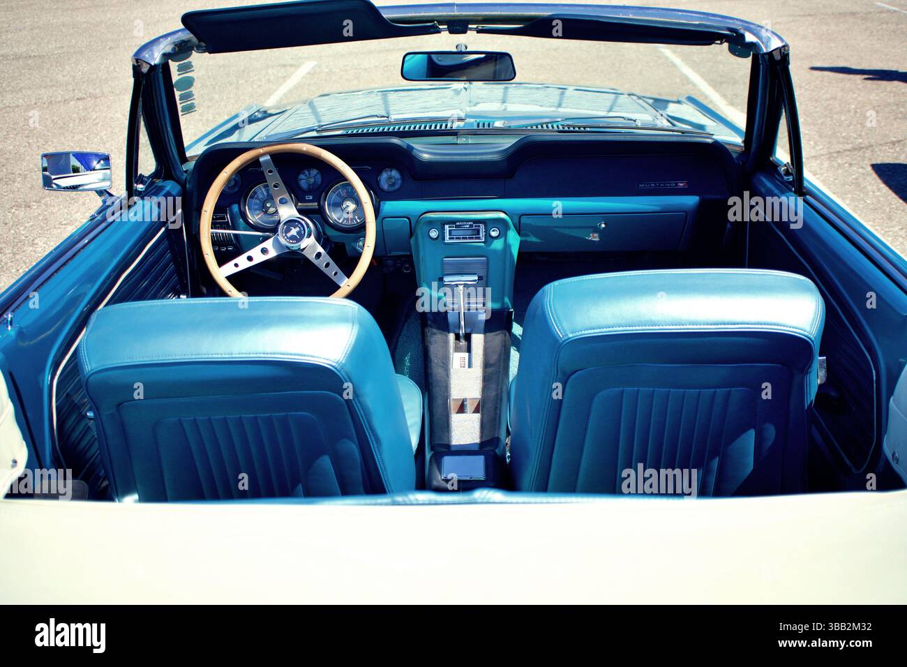 Classic Blue Ford Mustang Convertible Interior View Stock Photo - Alamy