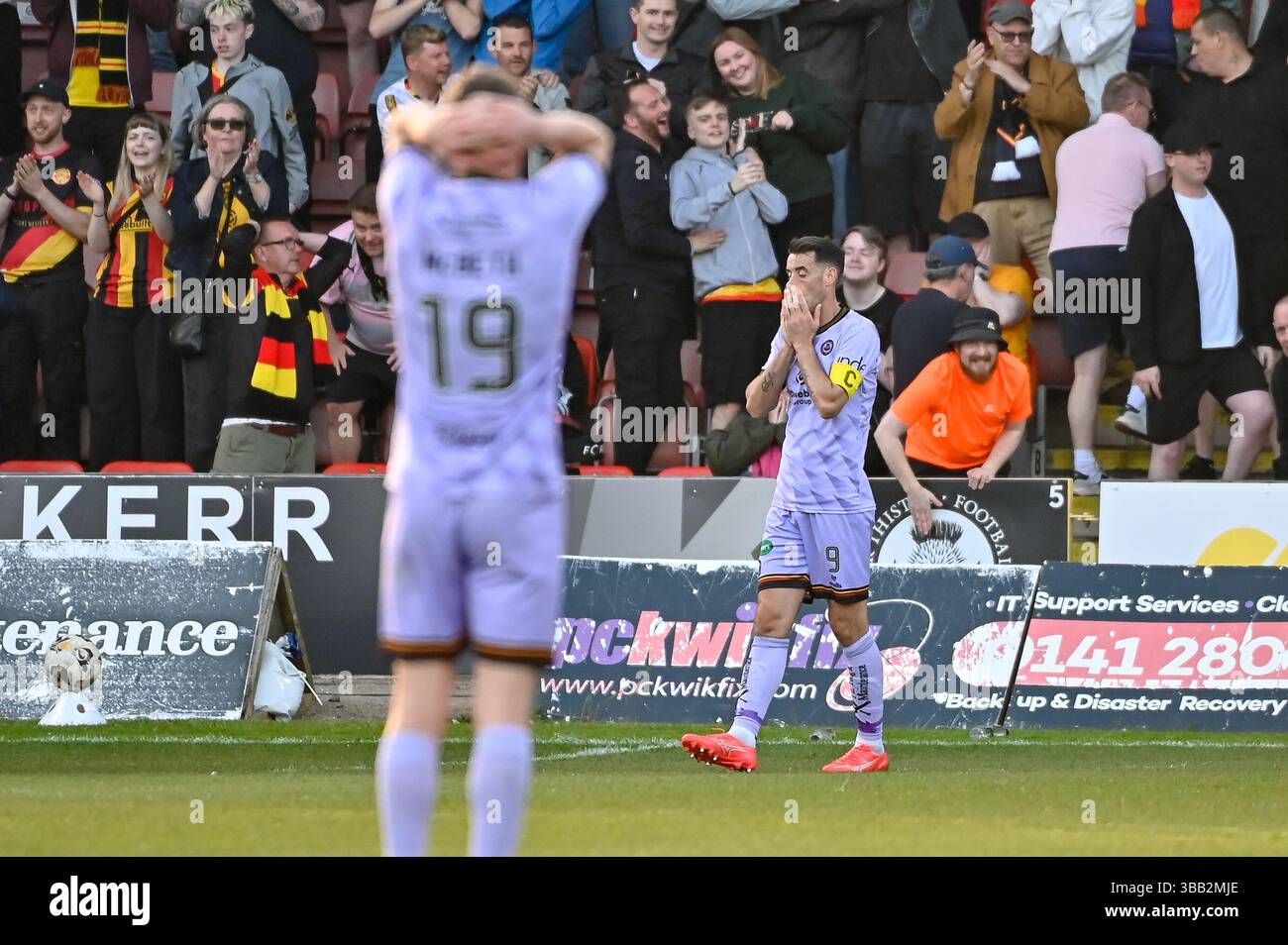 Glasgow, Scotland, UK. 13th May, 2025. Partick Thistle captain and ...