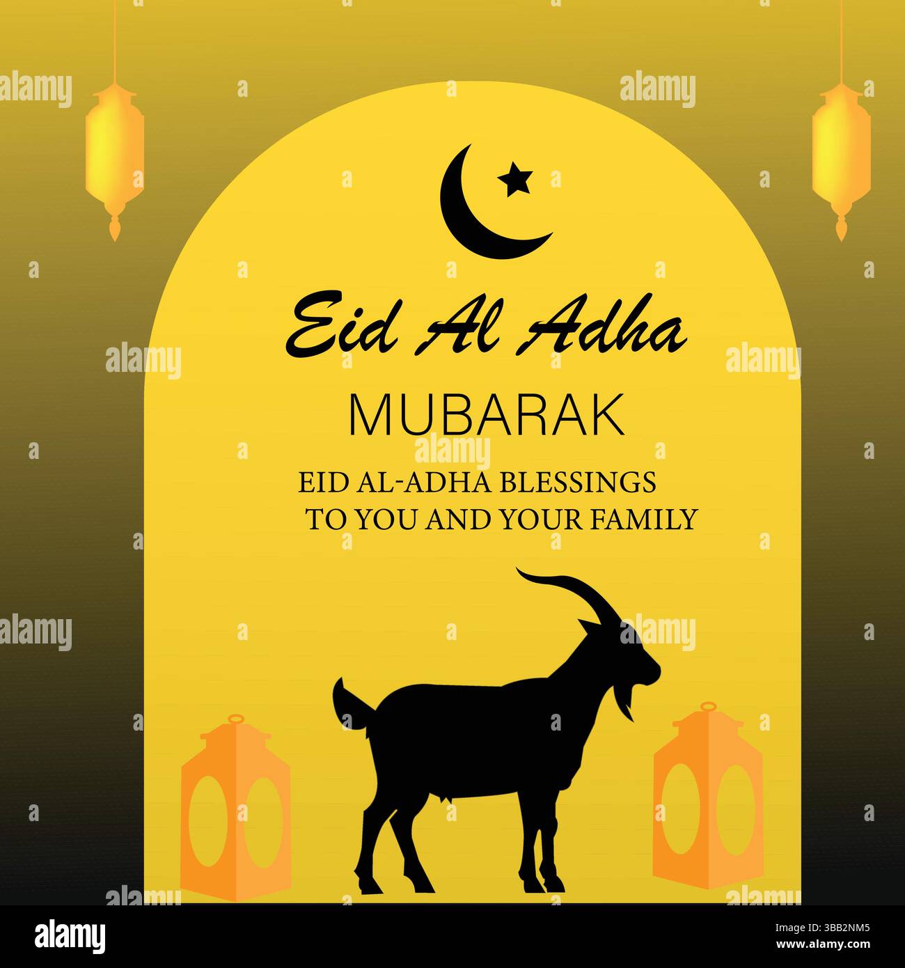 Eid al-Adha Mubarak Card with Goat Silhouette Stock Vector Image & Art ...