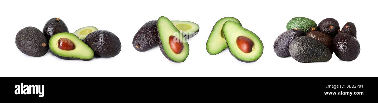 Fresh avocado fruits isolated on white, set Stock Photo - Alamy