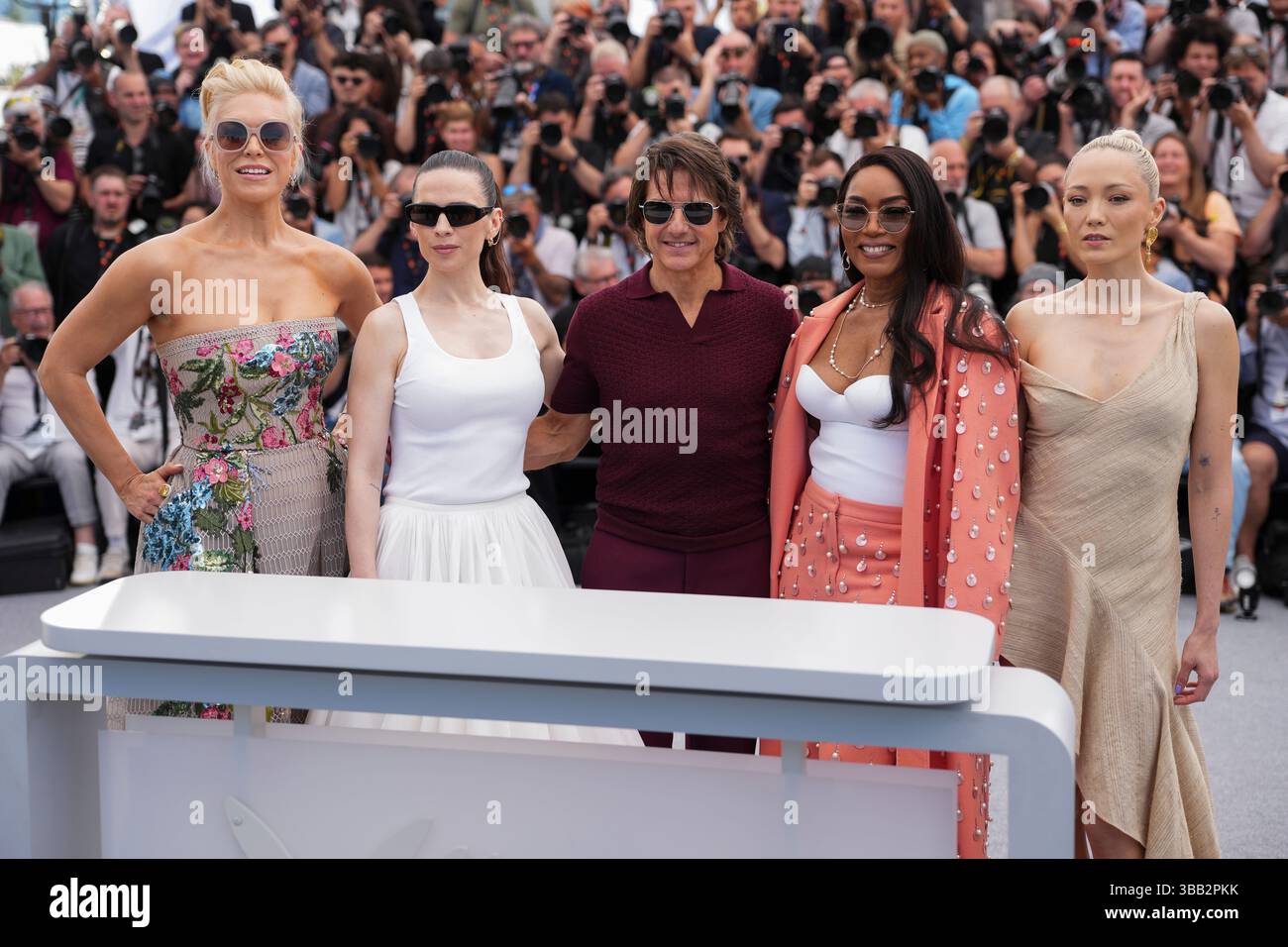 Hayley Atwell, from left, Tom Cruise, Angela Bassett, and Pom ...