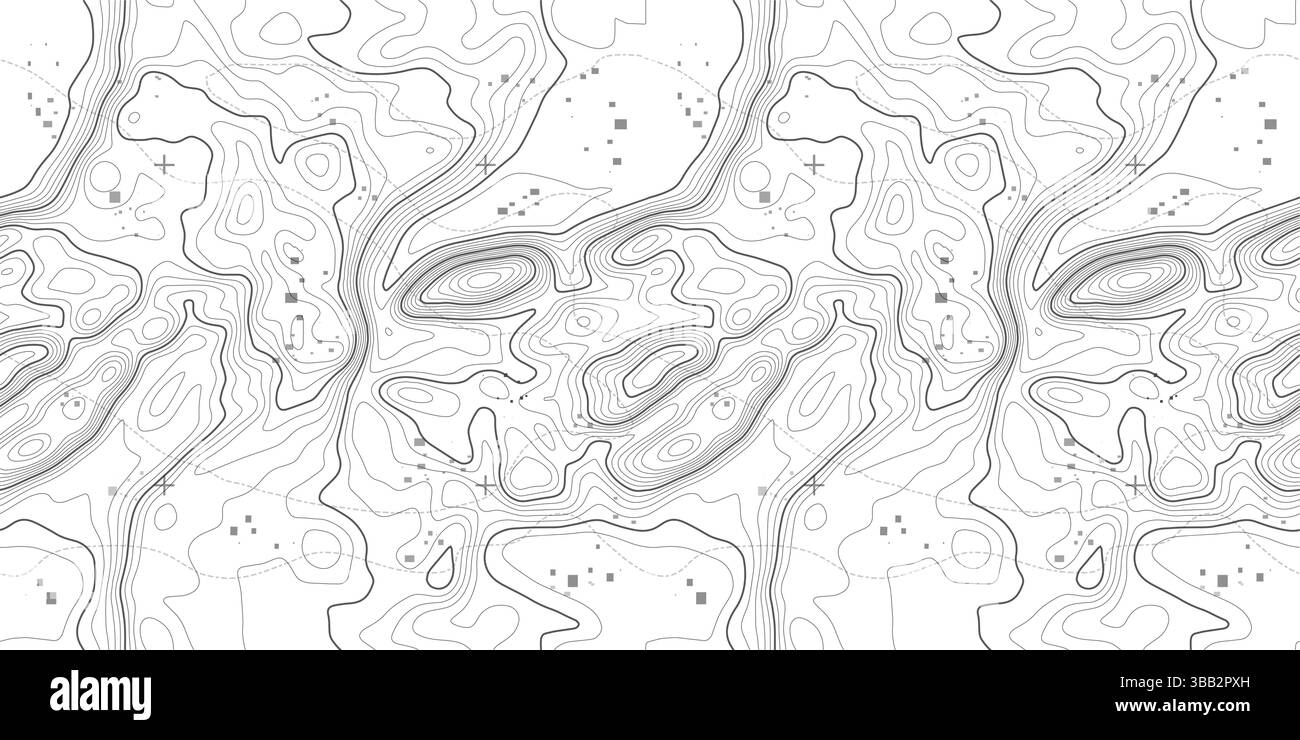Seamless topography pattern of map lines texture. Contour abstract ...