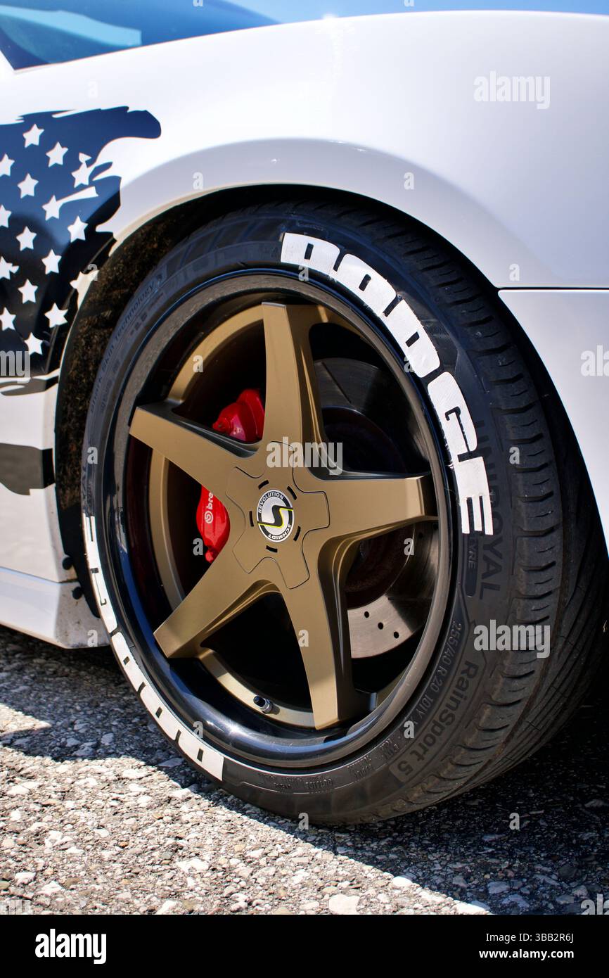 Custom Dodge Charger with American Flag Livery at Car Show Stock Photo ...