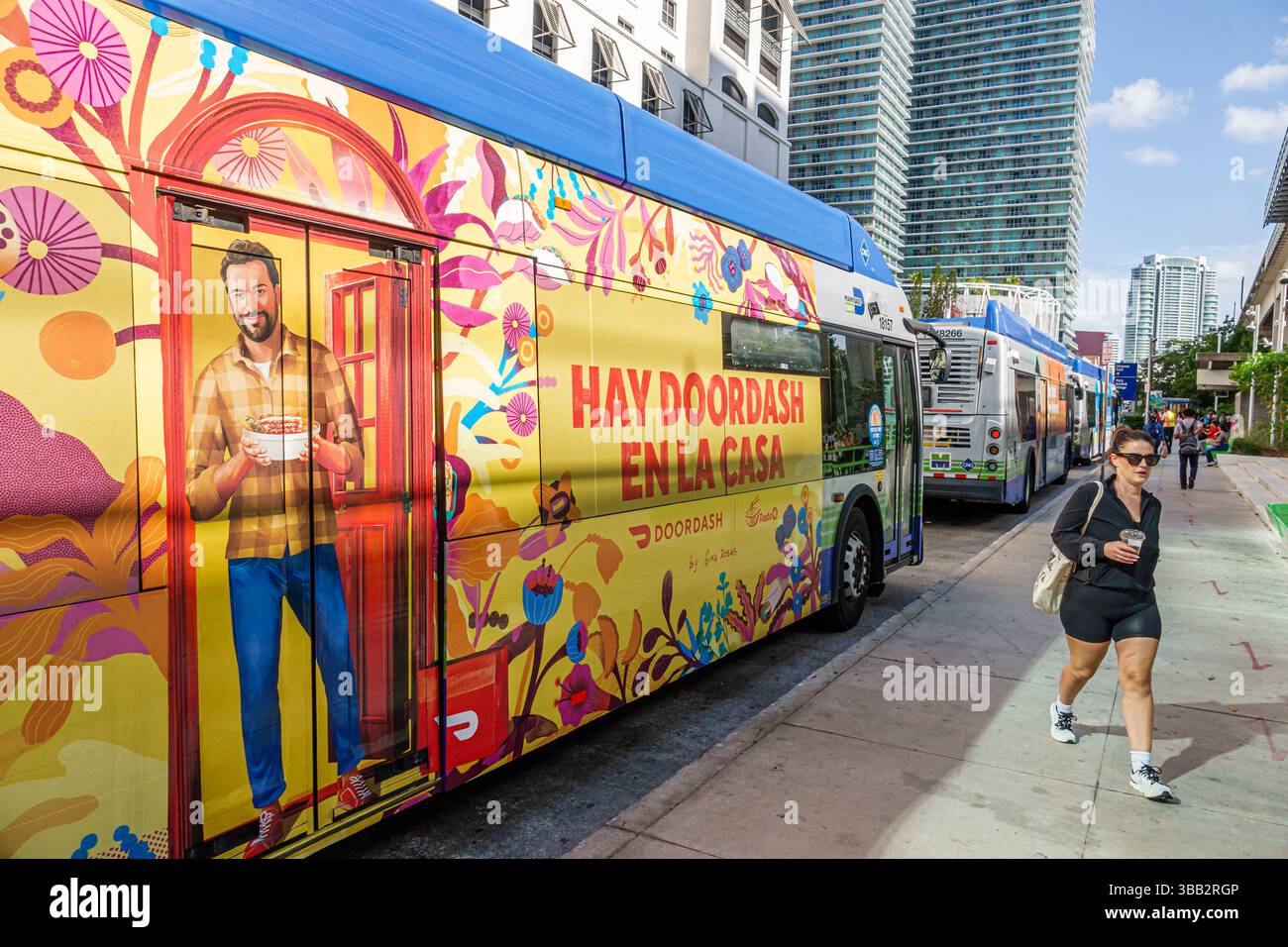 Miami Florida,Brickell Financial District,view from SW 1st Avenue ...