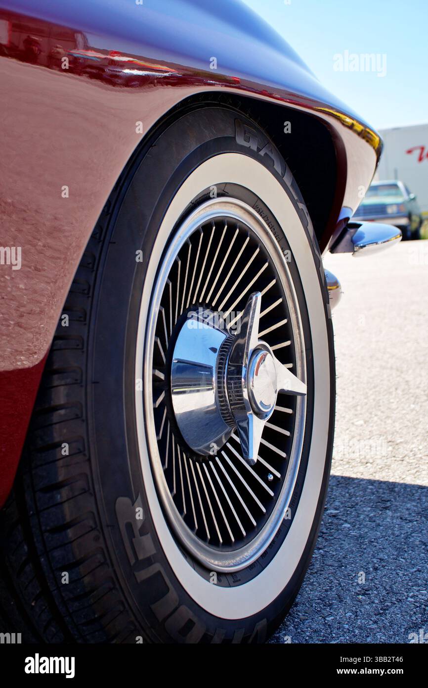 Classic Maroon Corvette Front Side with Chrome Details Stock Photo - Alamy