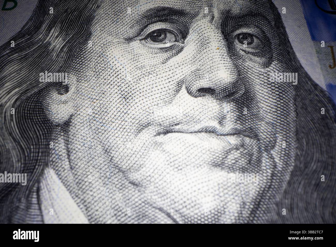 Portrait of Benjamin Franklin on 100 dollar banknote for design purpose ...