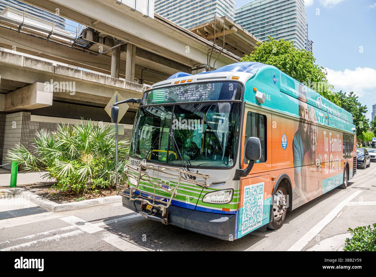 Miami dade metrobus route public transit bus with spanish medical ad hi ...