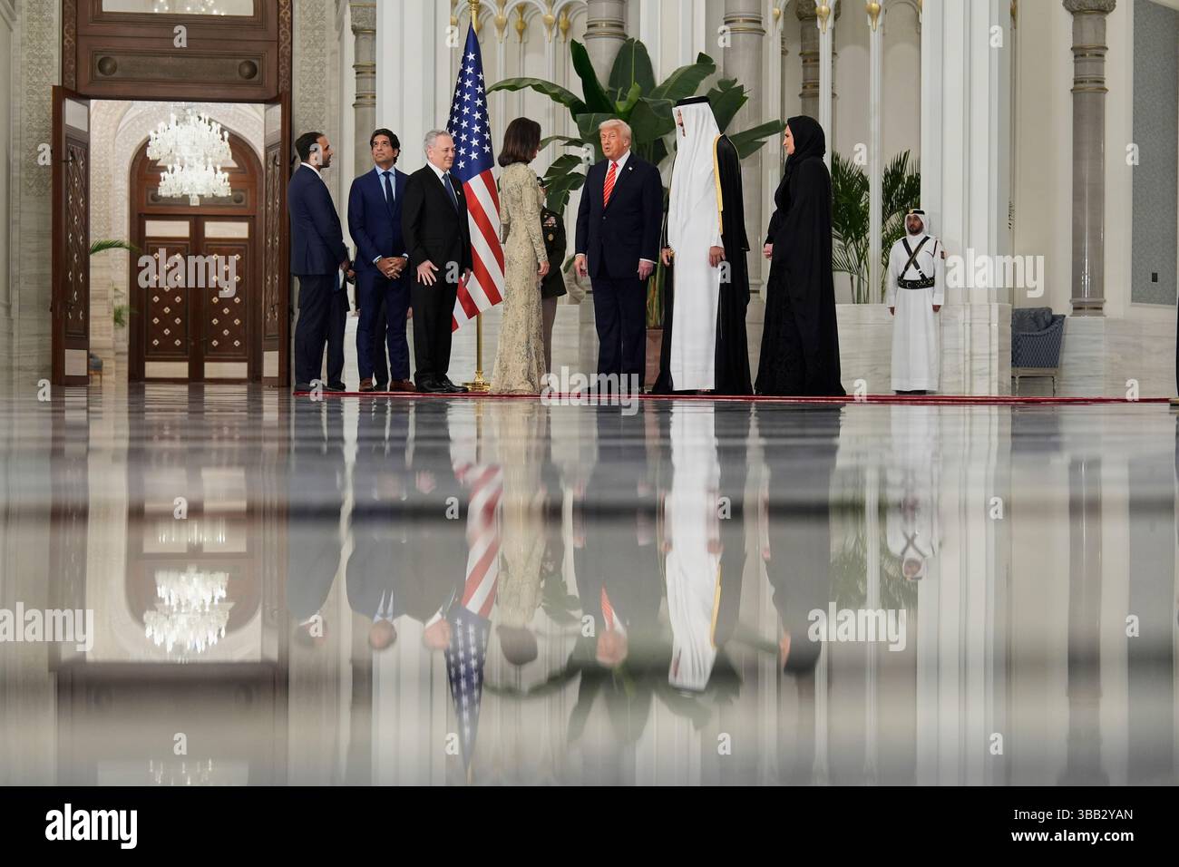 President Donald Trump speaks with Qatar's Emir Sheikh Tamim bin Hamad ...