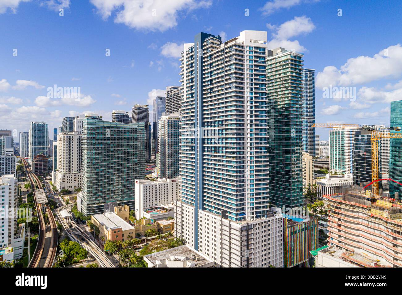 West brickell tower under construction with crane hi-res stock ...
