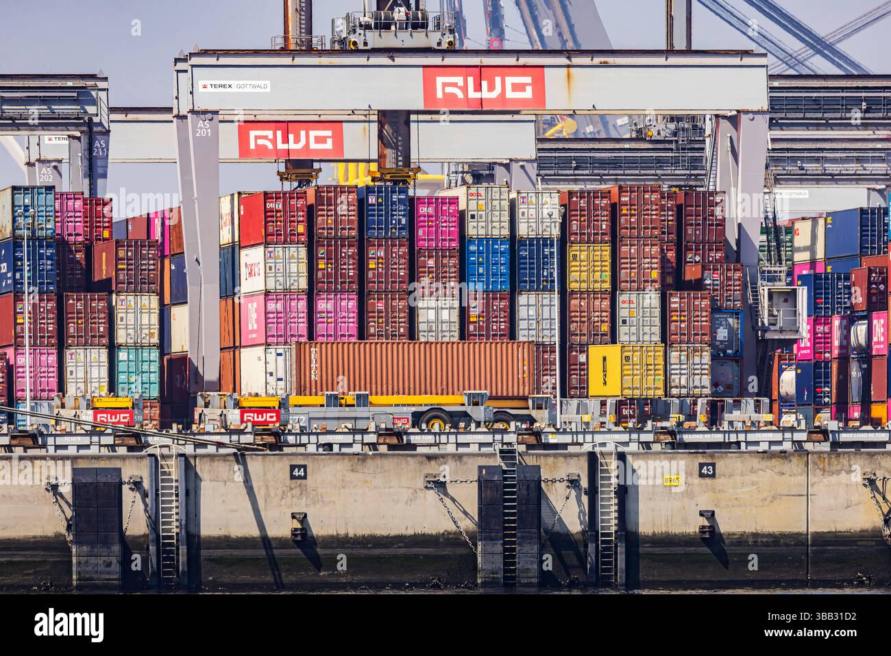 Containerterminal im Seehafen Rotterdam, Tiefseehafen Maasvlakte 2 auf ...