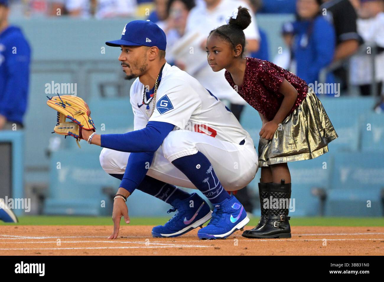 Los Angeles Dodgers shortstop Mookie Betts commemorated his bobblehead ...