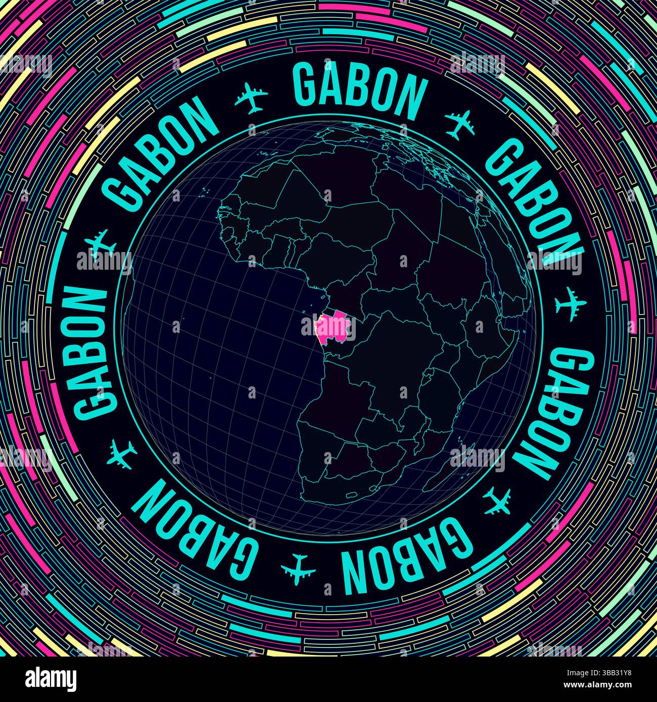 Gabon flag on map Stock Vector Images - Alamy