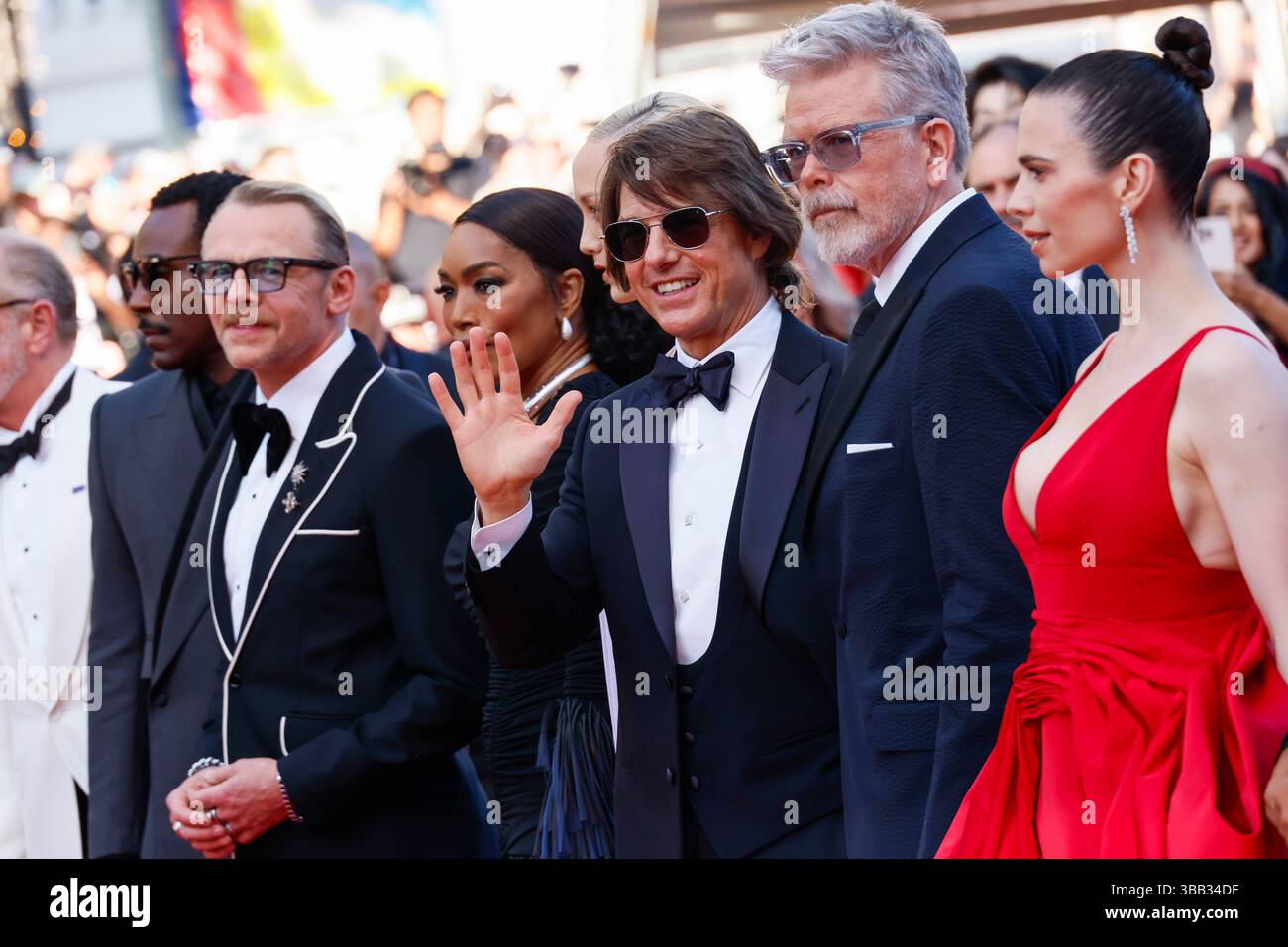 Simon Pegg, from left, Angela Bassett, Pom Klementieff, Tom Cruise ...