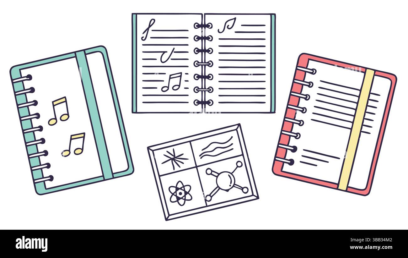 Colorful Spiral Notebooks for Notes Music Science Cute Pastel Design ...